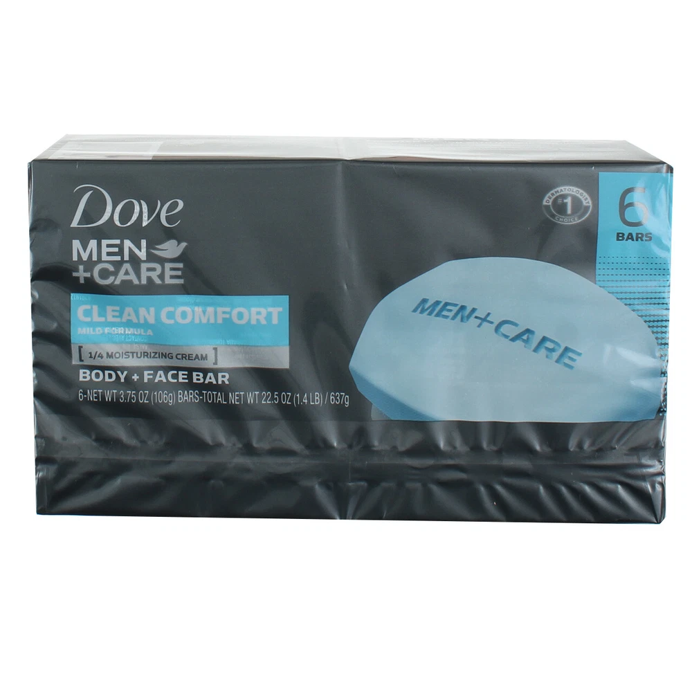 4 Pack Dove Men + Care Clean Comfort Moisturizer Cream Bars, 3.75 oz, 6 Ct