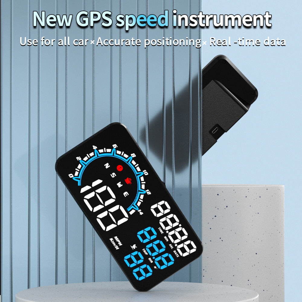 Digital HUD GPS Speedometer with MPH Display & Overspeed Alarm for Cars
