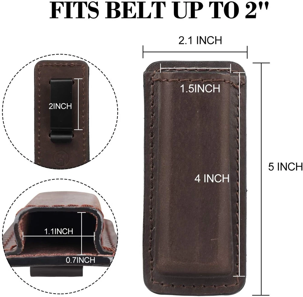IWB Genuine Leather Magazine Pouch for.380 9mm Pistol Single / Double ...