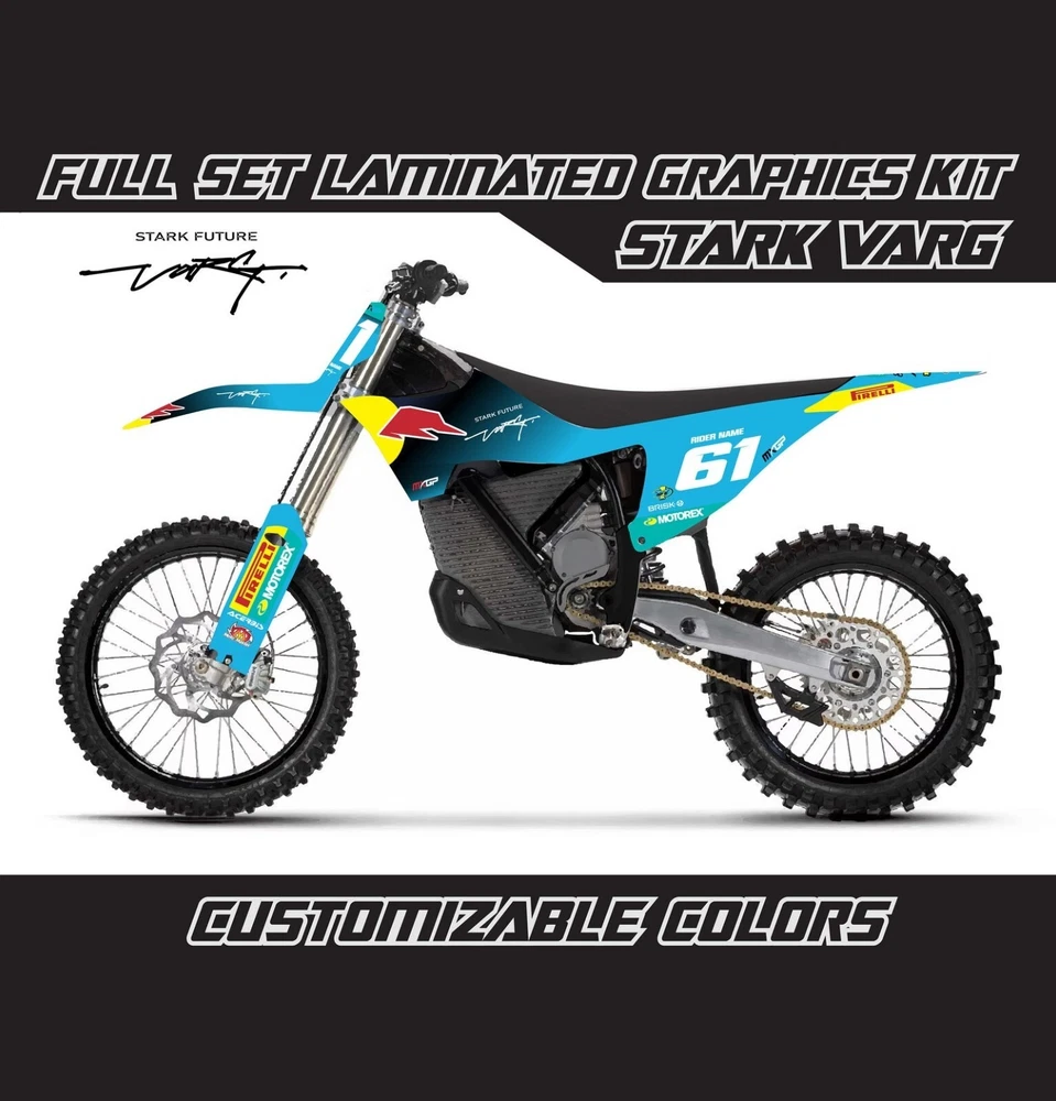 STARK VARG R Bull Sky Blue Full Graphics Bike Stickers Kit Wrap Skin ...