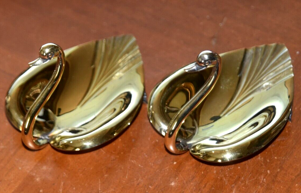 Vintage Tiffany & Co Makers Sterling Silver GILT Swan Nut Candy Dishes
