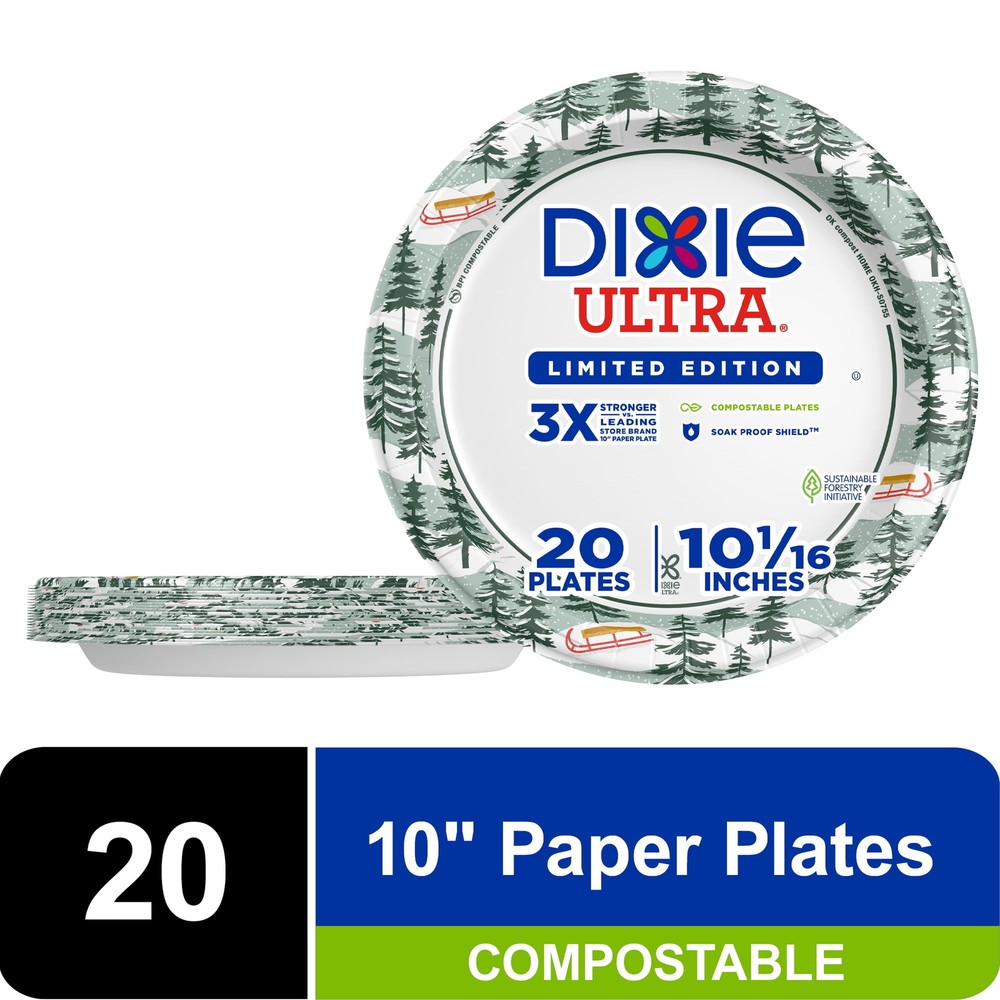 Dixie Ultra 10-Inch Multi-Color Holiday Paper Plates Pack of 20