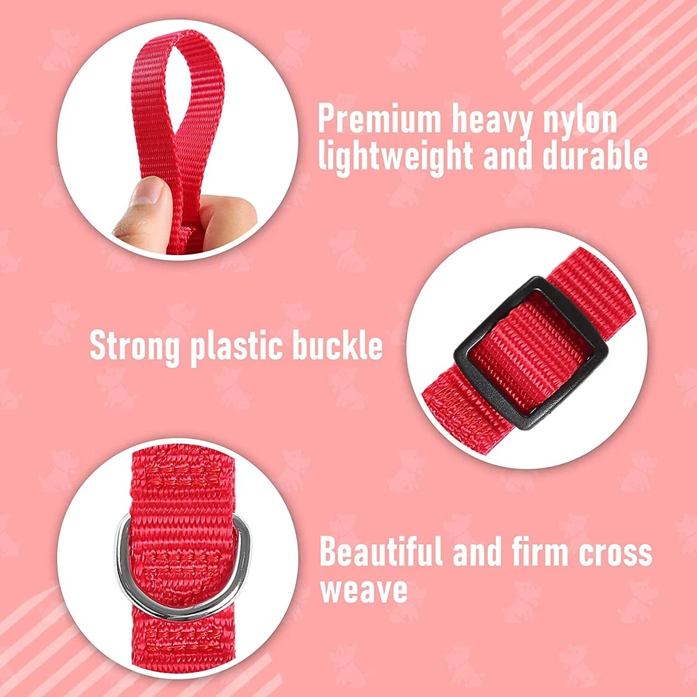 Adjustable Nylon Pet Collar and Leash Set for Dogs Puppies and Cats