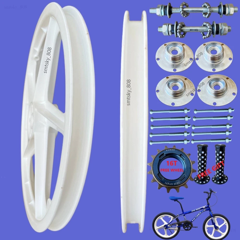 BMX Bicycle 20" PVC Sport Rim ( WHITE ) Complete Wheelset Hub Set DHL ...
