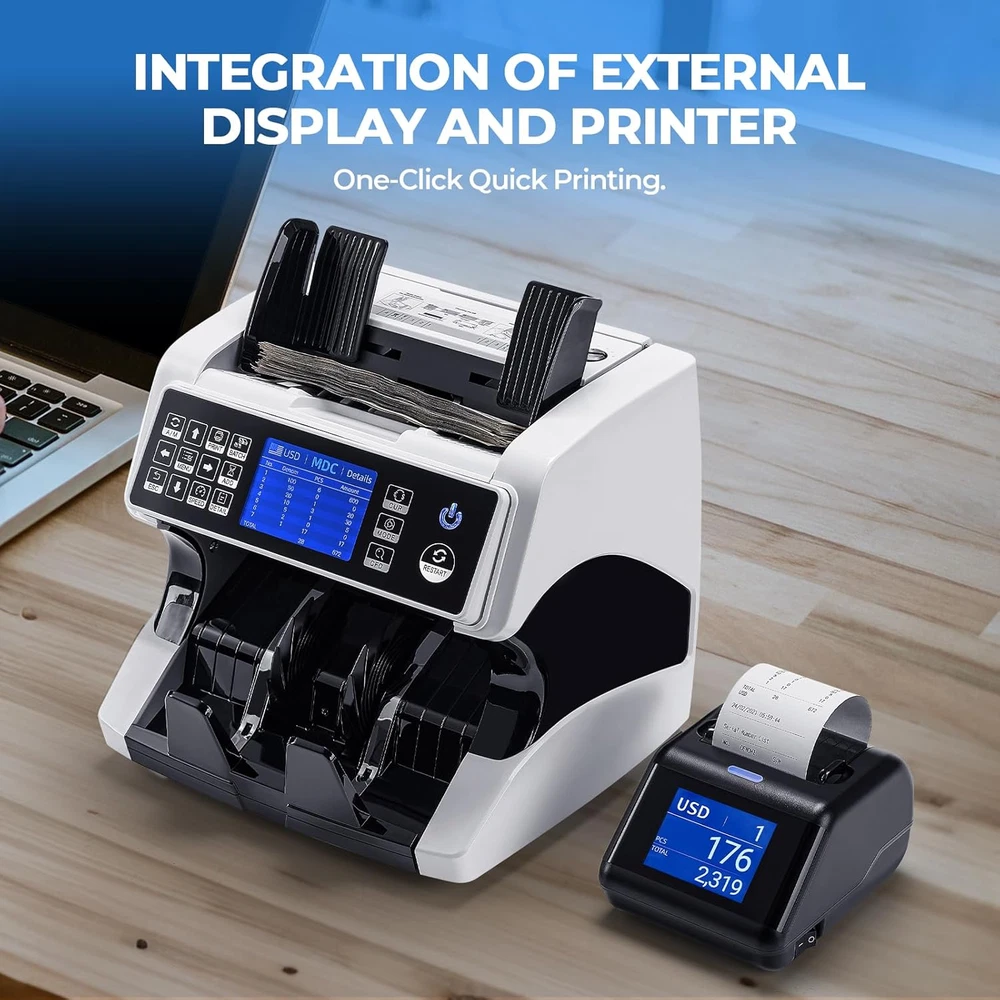Bank Grade Money Counter Machine Mixed Denomination with External ...