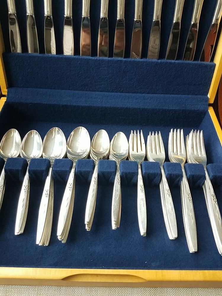 ONEIDA COMMUNITY SILVER FLOWER SILVER PLATE FLATWARE SET 100 PCs. Make ...