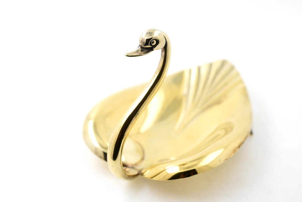 Vintage Tiffany & Co Makers Sterling Silver GILT Swan Nut Candy Dishes