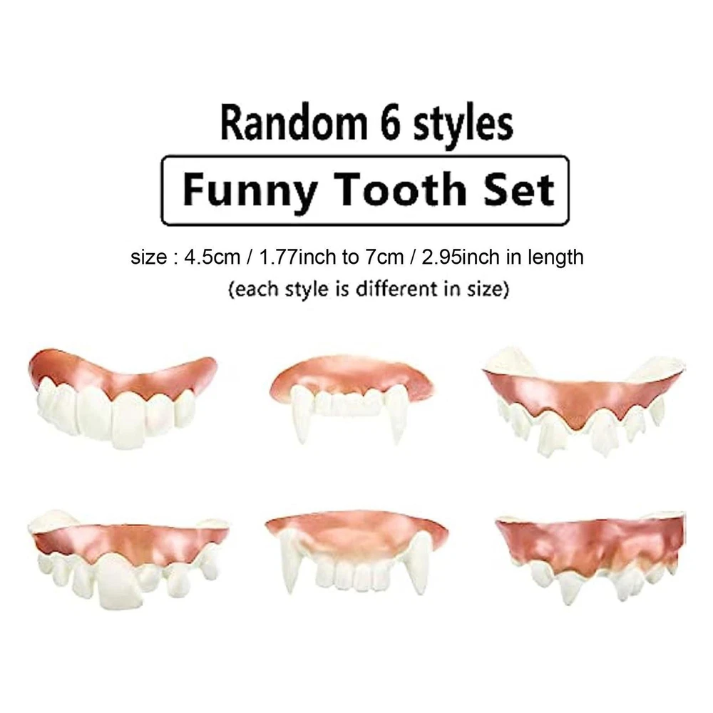 12PCS Horror Fake Fangs for Cosplay Vampire Dentures Teeth Dress Up ...