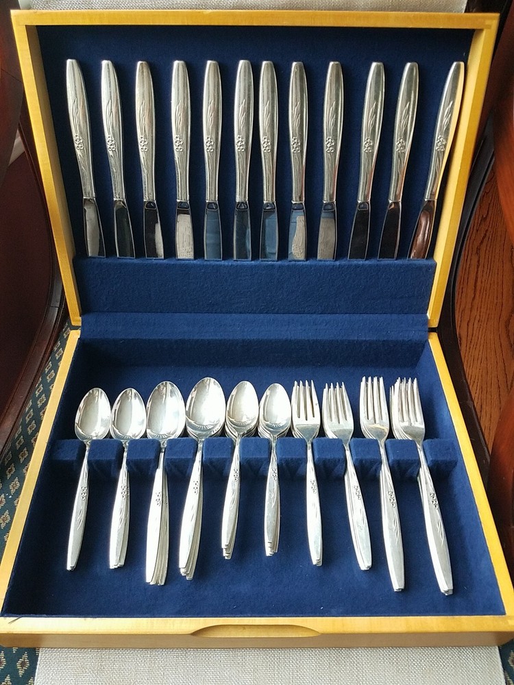 ONEIDA COMMUNITY SILVER FLOWER SILVER PLATE FLATWARE SET 100 PCs. Make ...