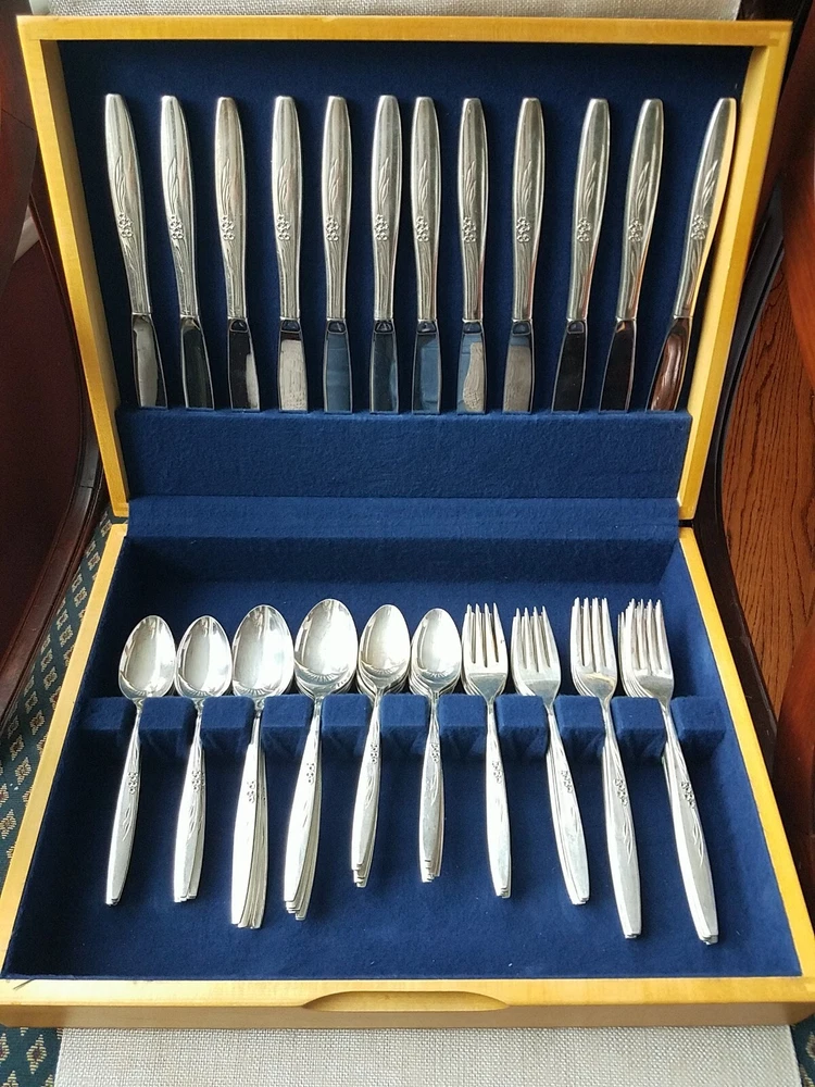 ONEIDA COMMUNITY SILVER FLOWER SILVER PLATE FLATWARE SET 100 PCs. Make ...