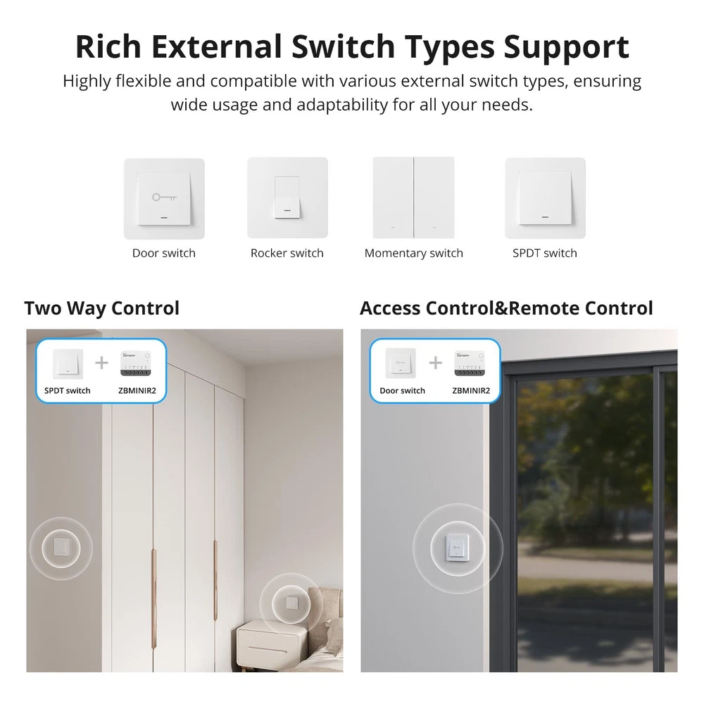 2 Pack SONOFF Zigbee Smart External Switch Control Module Neutral Wire ...
