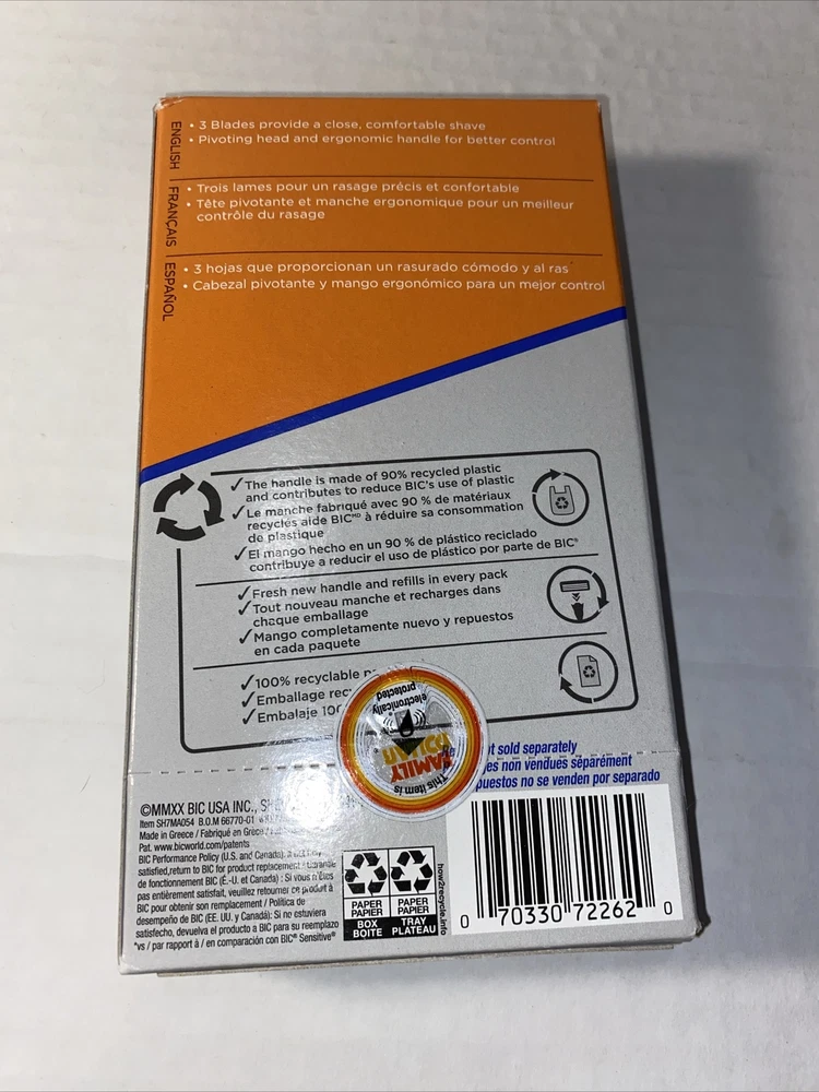 3 TOUGH BLADE Triple Blade Razor 6 Cartridges Micro Touch Tough ...