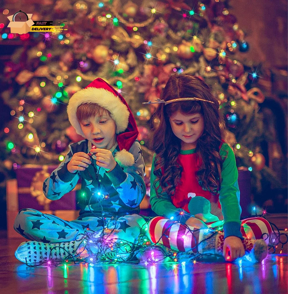 200 LED Multicolor Christmas Lights, 8 Modes Blinking Christmas Tree ...