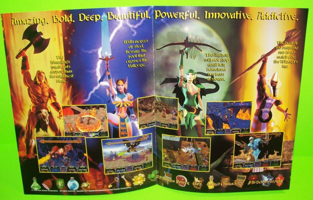 Gauntlet Legends & Dark Legacy Arcade Game Flyers Original NOS Lot Of 2