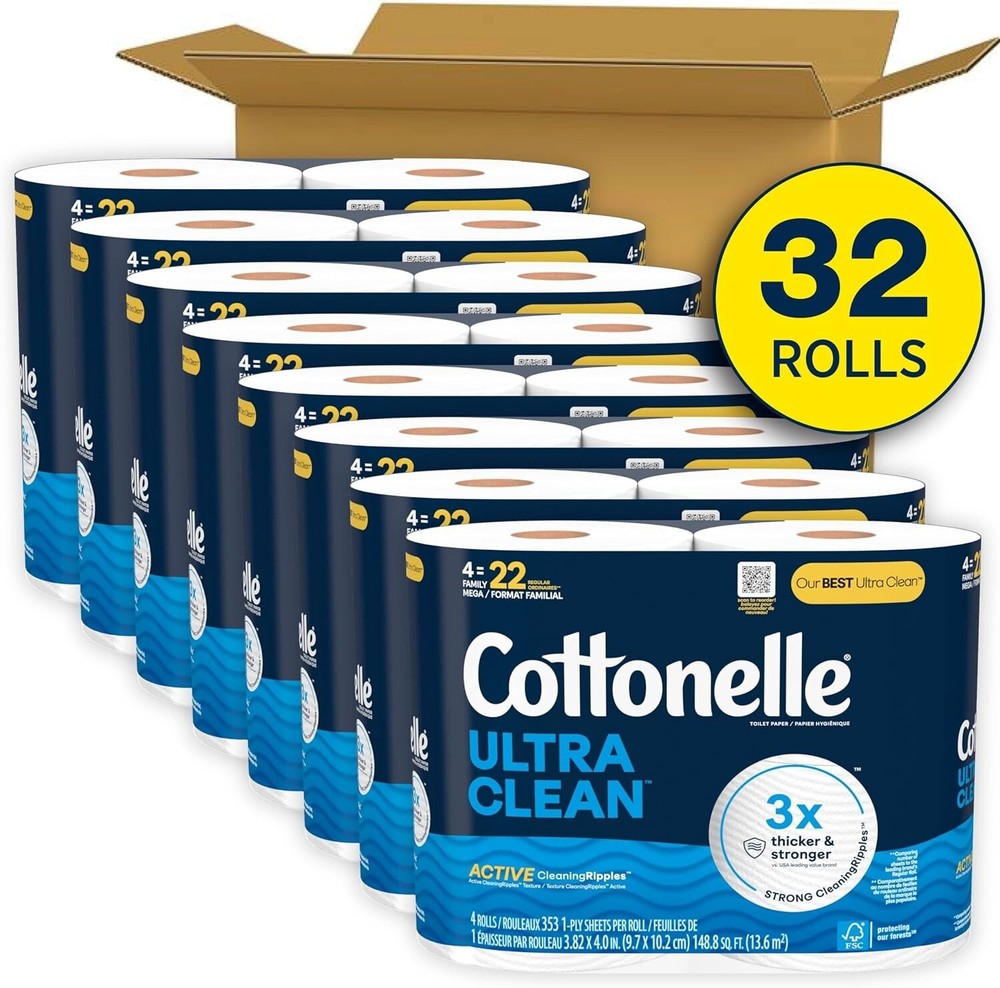 Soft 1-Ply Toilet Paper - 353 Sheets per Roll - Gentle on Sensitive Skin