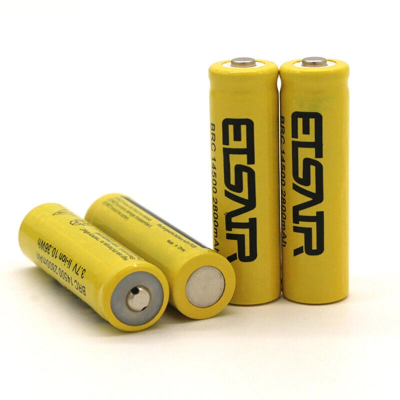 ETSAIR 14500 Battery 2800mAh Rechargeable 3.7V Cell Batteries For LED ...