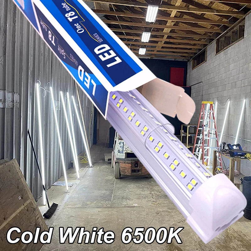 8ft led shop light 144w led Strip Lights 12PC Cold White LED Garage ...