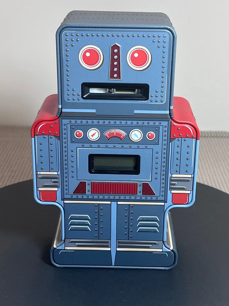 VINTAGE-PALADONE-TIN ROBOT BANK-DIGITAL COUNTER WITH DISPLAY OF AMOUNT ...