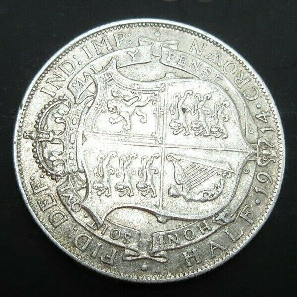1915 George V Bare Head Half Crown Coin SPINK 4011 Crowned Shield Cc5