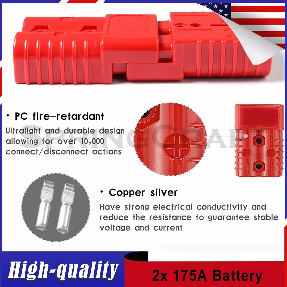 2X 175A Battery Quick Connect Disconnect Cable Plug Winch Connector Kit US