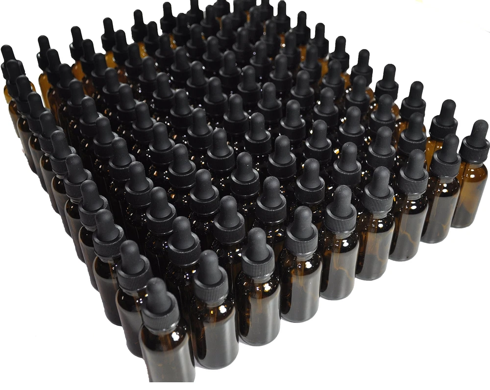 1oz Amber Glass Dropper Bottles (30mL) with Tapered Glass Droppers ...