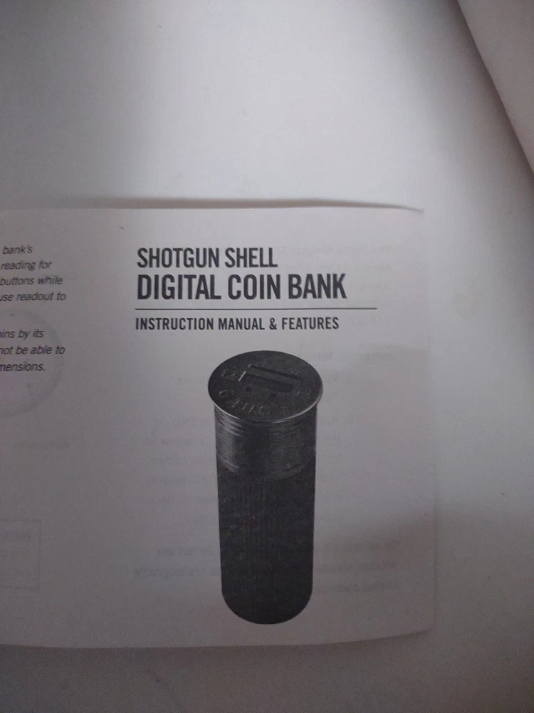 CAMPCAMO 12 GAUGE SHOTGUN SHELL COIN BANK DIGITAL COUNTER WITH SOUND.