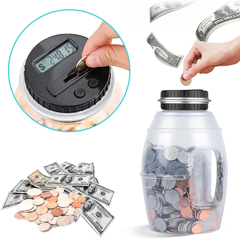 Large Digital Coin Bank for Kids and Adults - LCD Counter, 2.8L ...