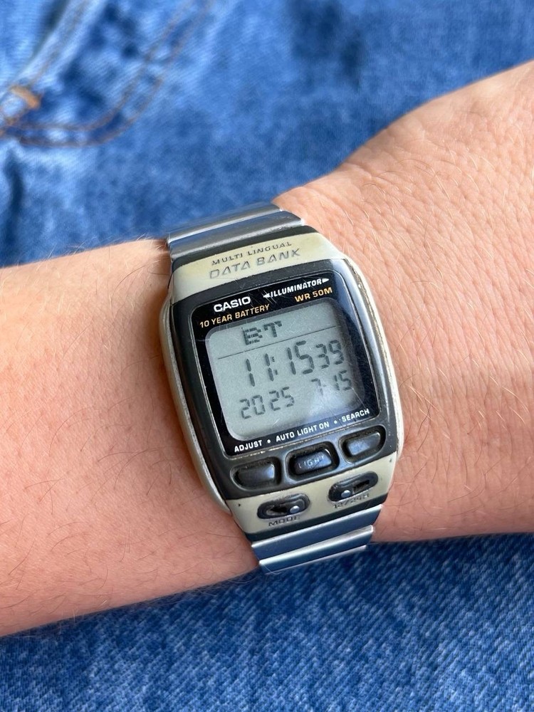 Vintage 1990s Casio Databank Digital Watch with Alarm Calculator Japan Rare