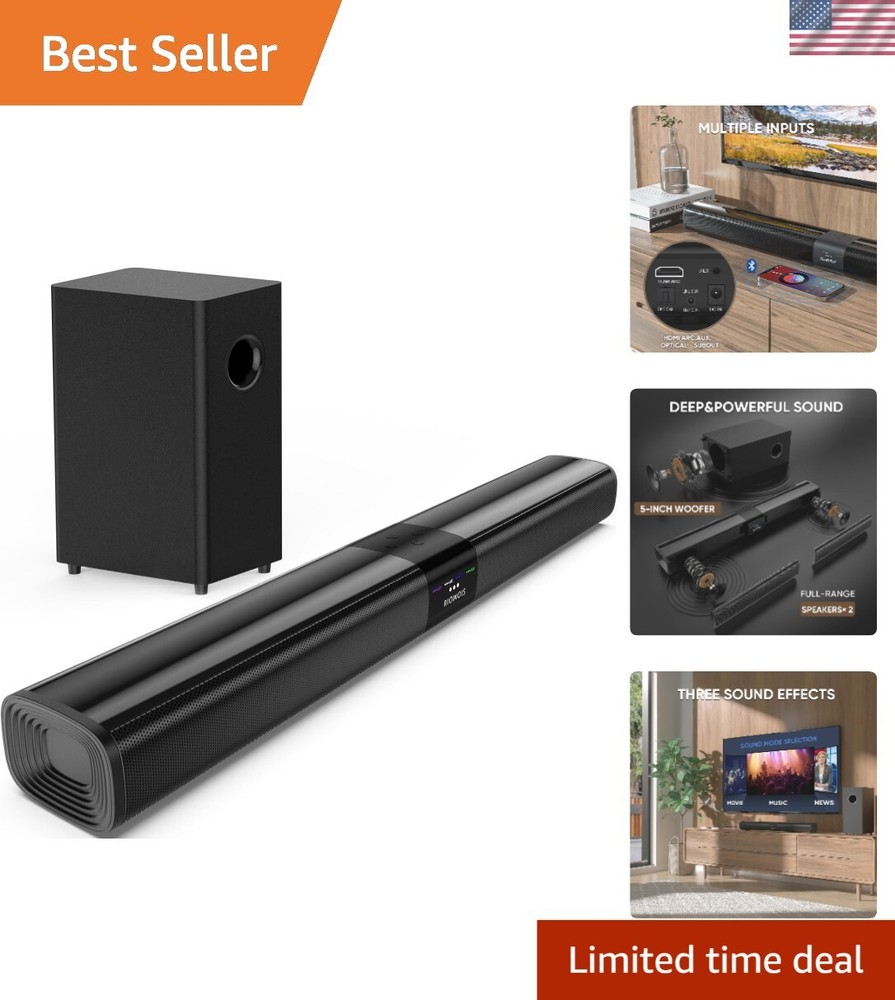 Immersive Home Theater Sound Bar with Detachable Subwoofer & Remote Control