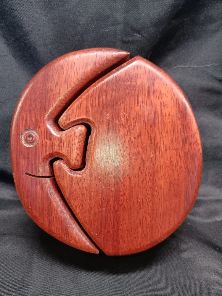 Beautiful Handcrafted 4 Piece Round Wooden Moon Jigsaw Puzzle Trinket Box