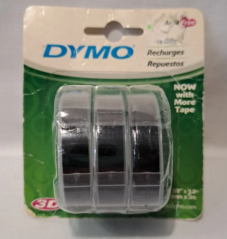 DYMO 1741670 Embossing Labels Black Label Maker Refill Embosser Tape 3D ...