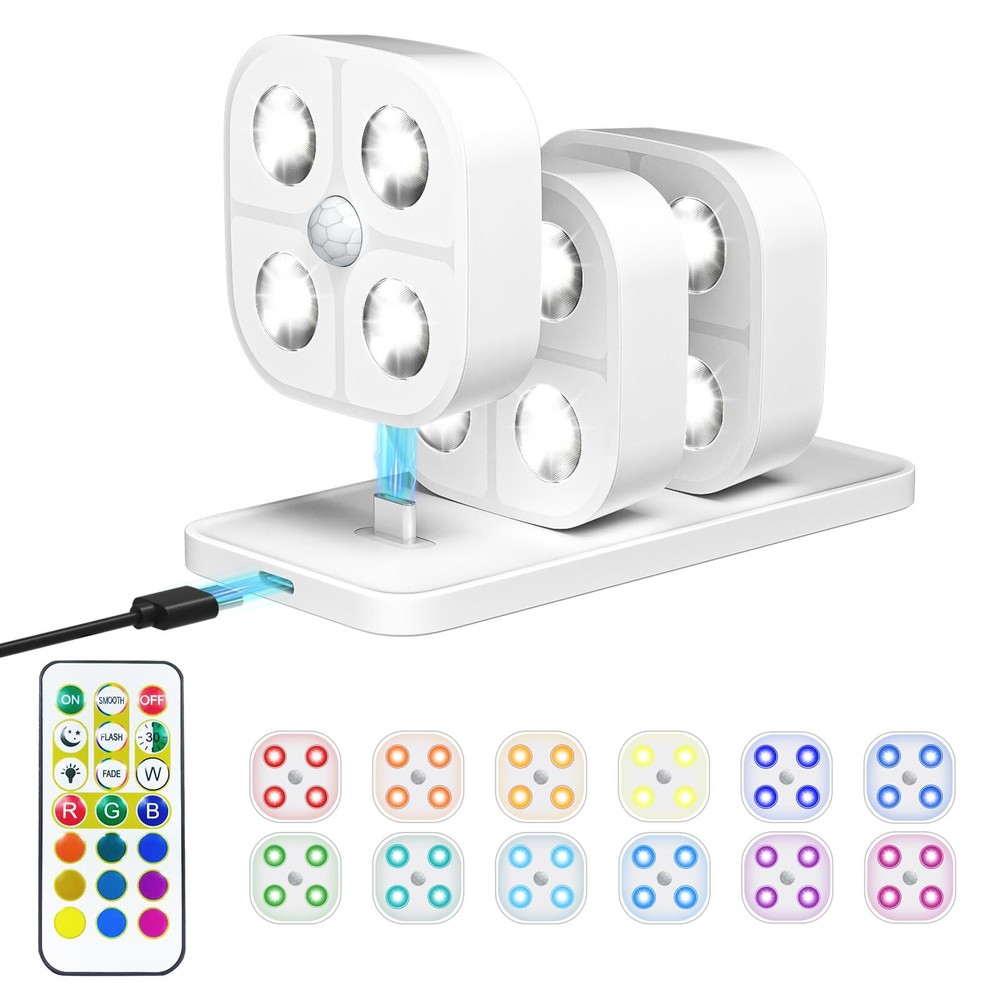 Wireless Step Light Rechargeable Puck Lights with Charging Station ...