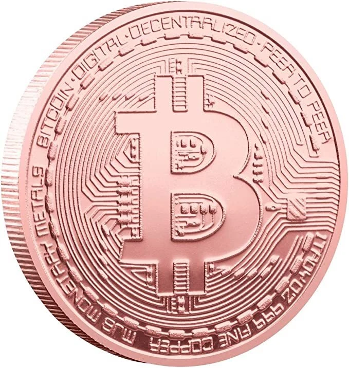 10Pcs Physical Bitcoin Coins Commemorative Rose Gold Plated Bit Coin ...