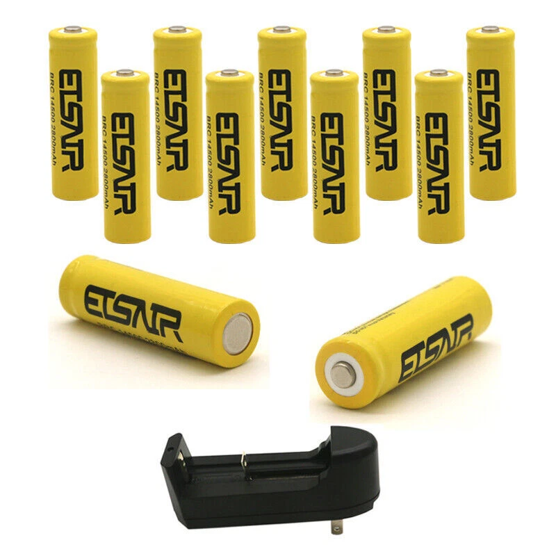 ETSAIR 14500 Battery 2800mAh Rechargeable 3.7V Cell Batteries For LED ...