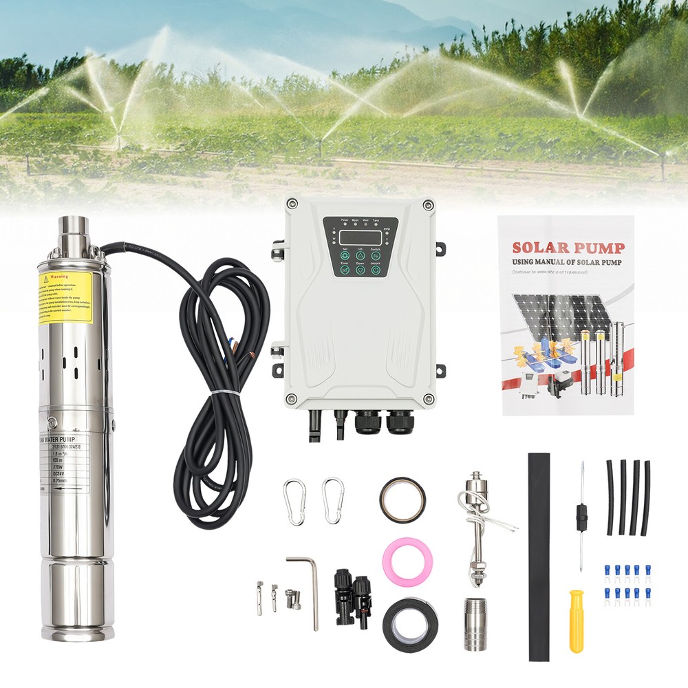 270W 3" DC 24V Solar Water Pump Submersible Deep Bore Well Pump+ MPPT ...