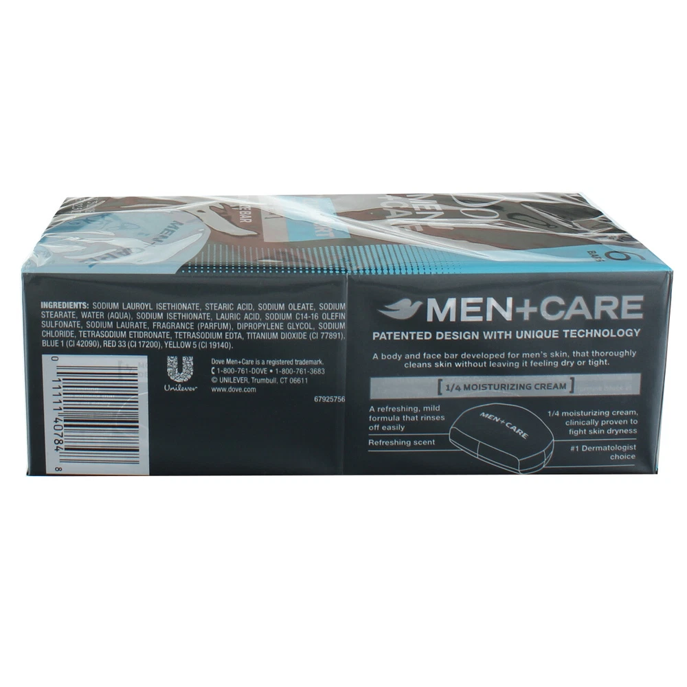 4 Pack Dove Men + Care Clean Comfort Moisturizer Cream Bars, 3.75 oz, 6 Ct