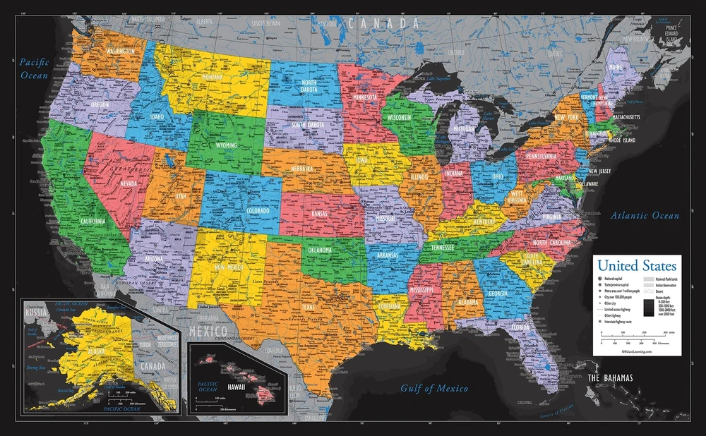 2 Pack - Laminated World Map & US Map Poster Set - Wall Chart Map of ...