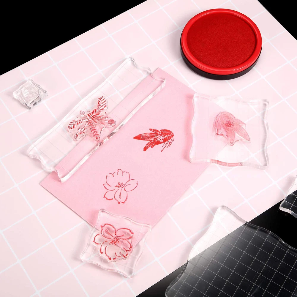 Mudder 7 Pieces Acrylic Stamp Blocks Set Clear Stamping Blocks Tools ...