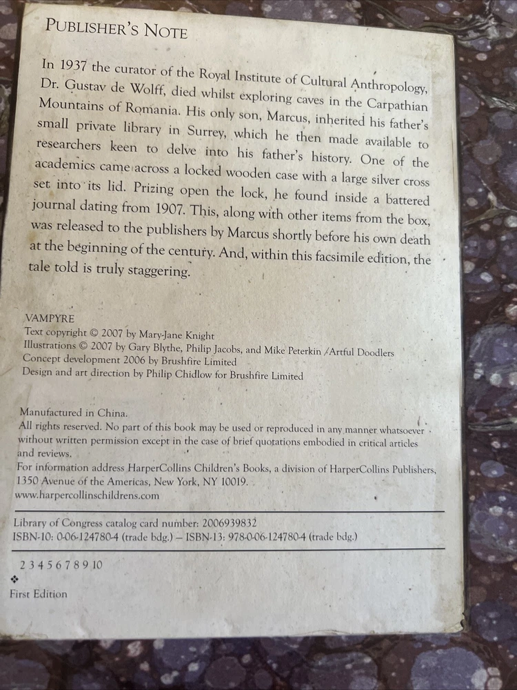 Vampyre The Terrifying Lost Journal of Dr Cornelius Van Helsing Hardcover