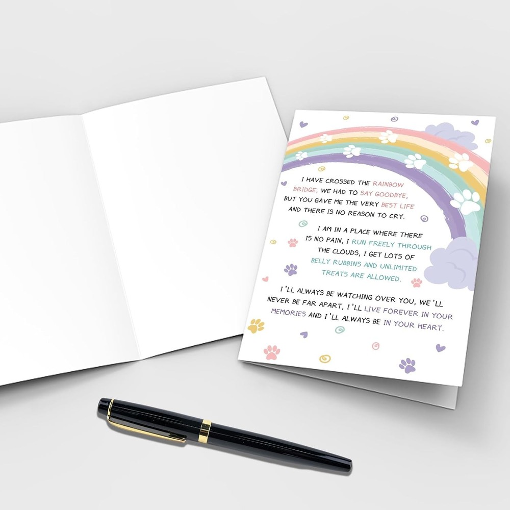 Rainbow Bridge Pet Loss Sympathy Card for Grieving Dog Owners