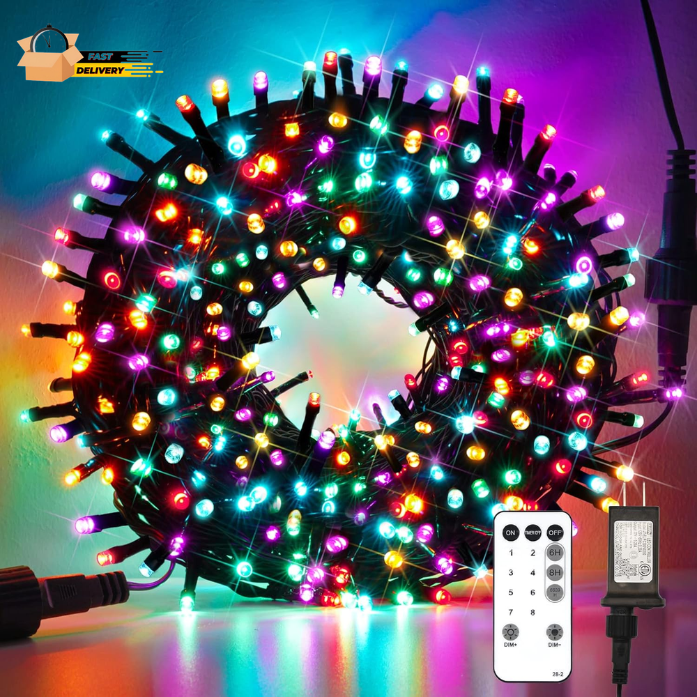 200 LED Multicolor Christmas Lights, 8 Modes Blinking Christmas Tree ...