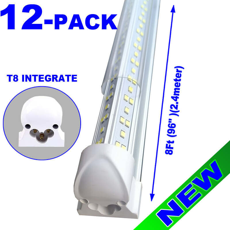 8ft led shop light 144w led Strip Lights 12PC Cold White LED Garage ...