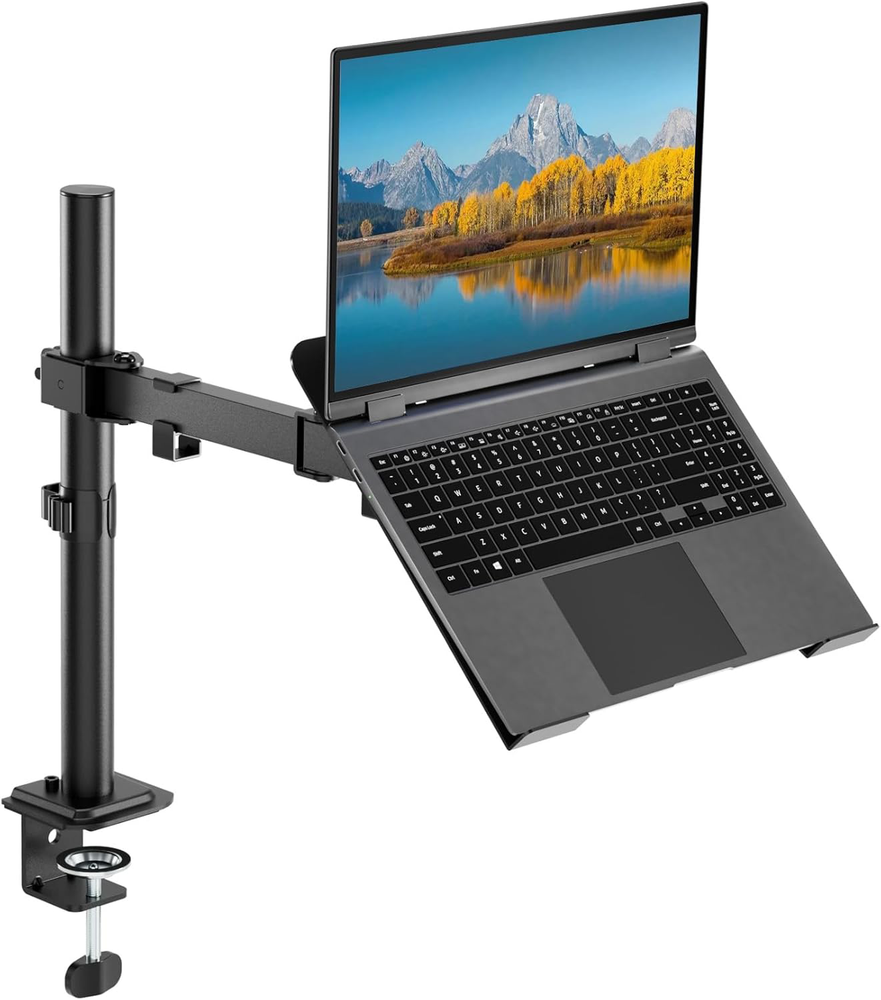 Adjustable Laptop Desk Mount for 17" Laptops, Full Motion Clamp/Grommet ...