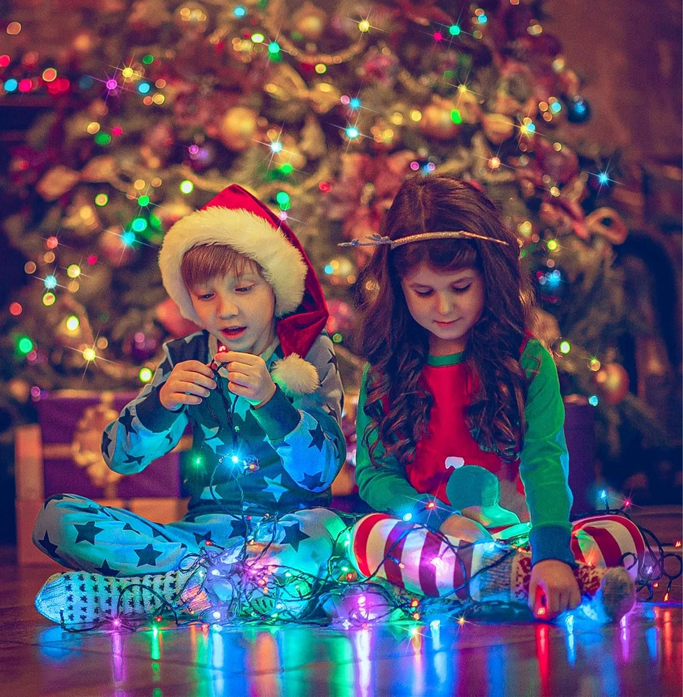 200 LED Multicolor Christmas Lights, 8 Modes Blinking Christmas Tree ...