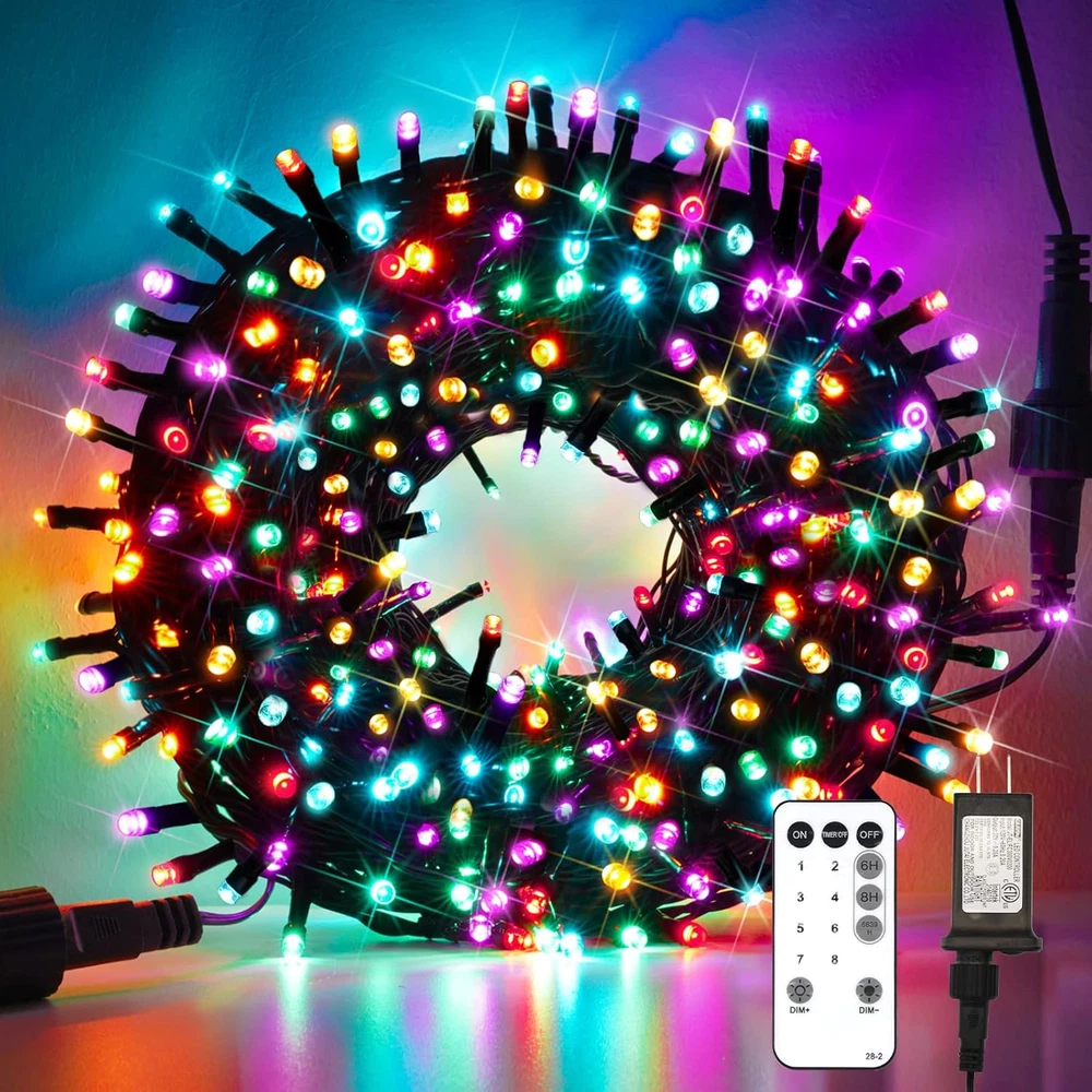 200 LED Multicolor Christmas Lights, 8 Modes Blinking Christmas Tree ...
