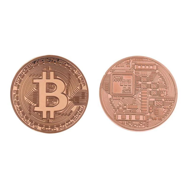 10Pcs Physical Bitcoin Coins Commemorative Rose Gold Plated Bit Coin ...