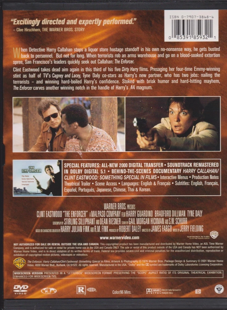 "THE ENFORCER" DVD 1976, 2001 CLINT EASTWOOD WIDESCREEN
