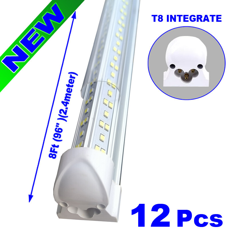 12-Pack 8ft LED Shop Light 144W Linkable Ceiling Tube Fixture Daylight ...
