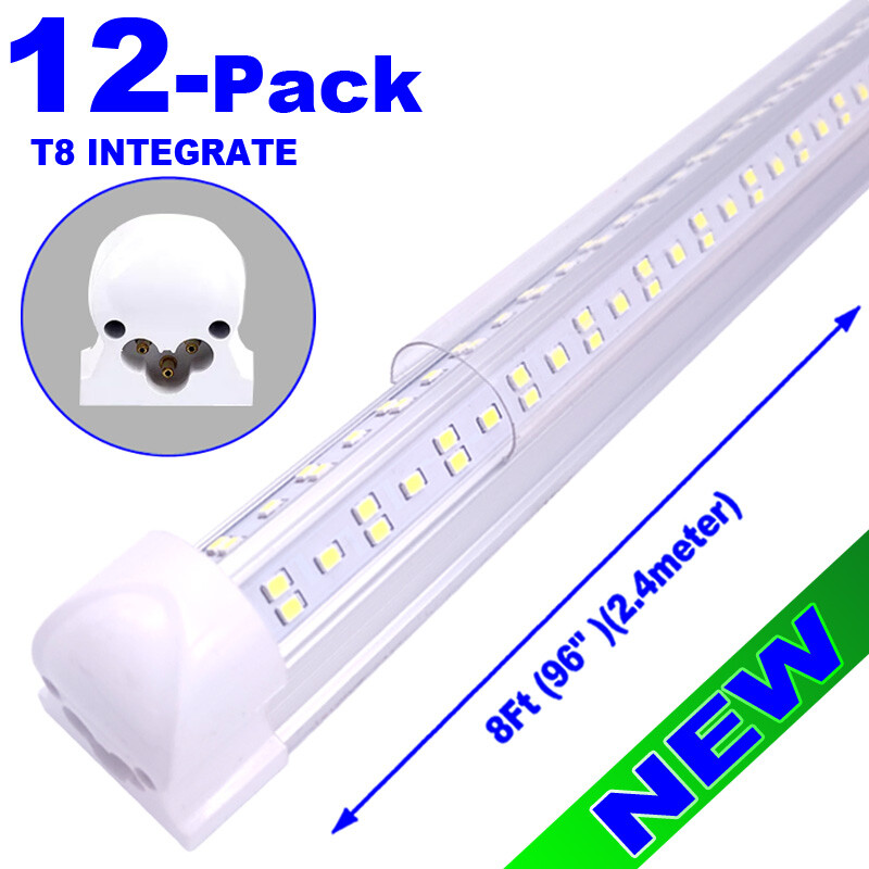 12/Pack 8ft LED Shop Light Linkable Ceiling Tube Fixture 144W Daylight ...