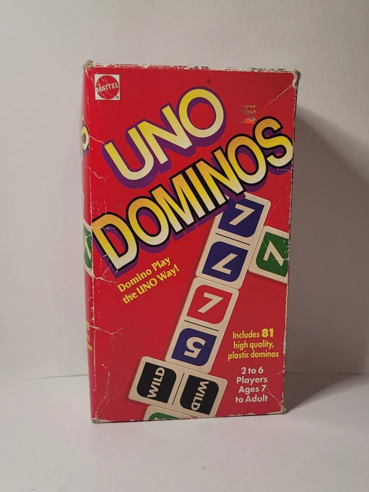 Uno Dominos Mattel 1995 Open Box Includes 81 Domino Pieces and 6 Tile ...